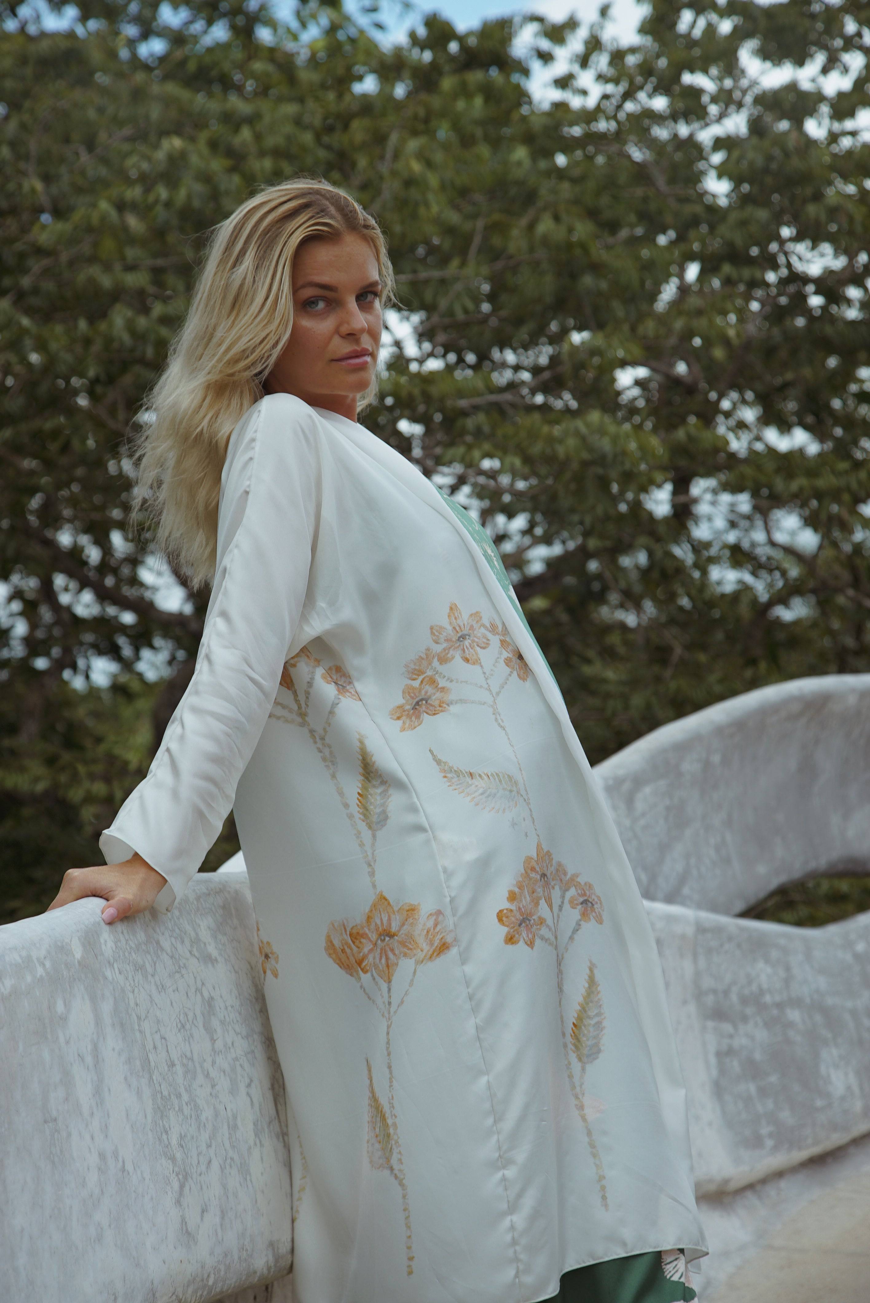 Holding Court Inc The Royal Silk Robe in Azulik Flowers | Eco-Friendly ...